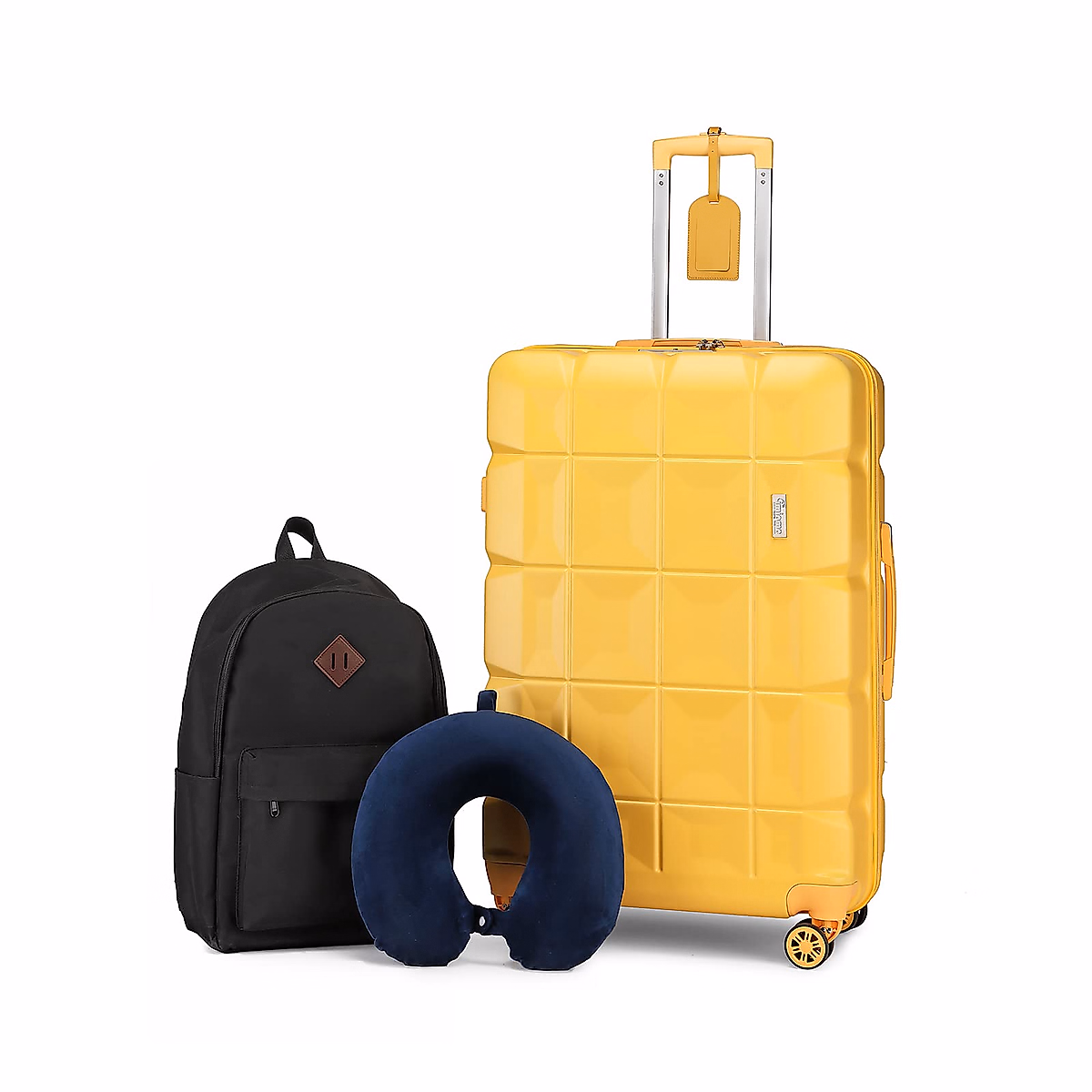 Joyway Luggage Suitcase with Spinner Wheels, Hardside Checked Luggage with TSA Lock, 24 Inch Medium Travel Suitcase (YELLOW,4PCS)