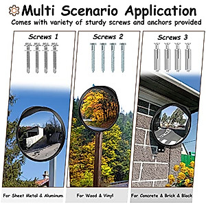 Arcylic Convex Mirror 𝟭𝟮" 𝗦𝗲𝗰𝘂𝗿𝗶𝘁𝘆 𝗠𝗶𝗿𝗿𝗼𝗿, Adjustable Fixing Bracket Wide Angle Clear View For Indoor Outdoor Driveway Parking Garage Warehouse Office By Hydencamm (12 inch)