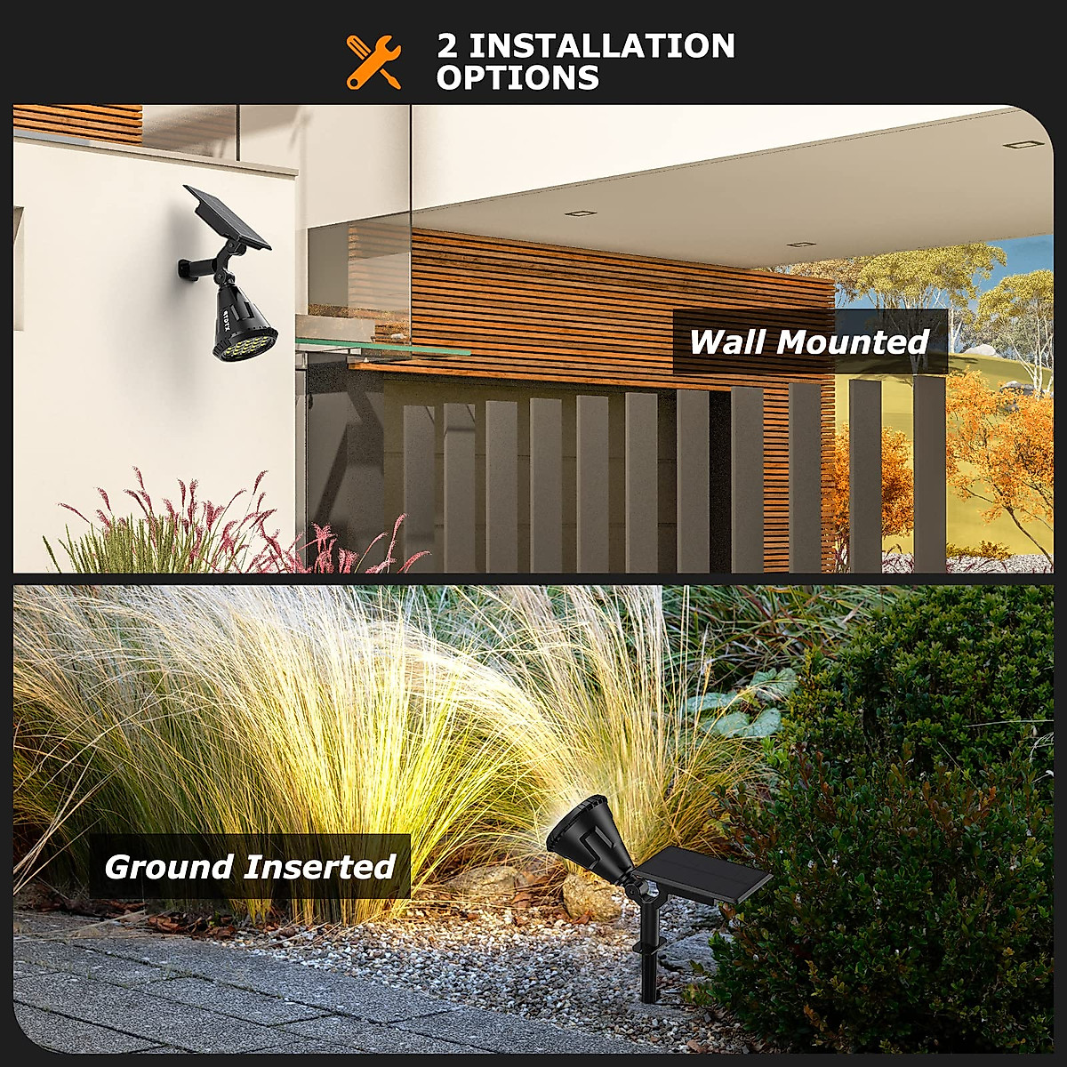 XTGTP Solar Spot Lights Outdoor, 21 LEDs Solar Outdoor Lights Auto On/Off with 3 Modes, IP67 Waterproof Solar Yard Spotlight Landscape Lighting Garden Wall Lights, 2-in-1 Solar Powered Lights, 2Pack