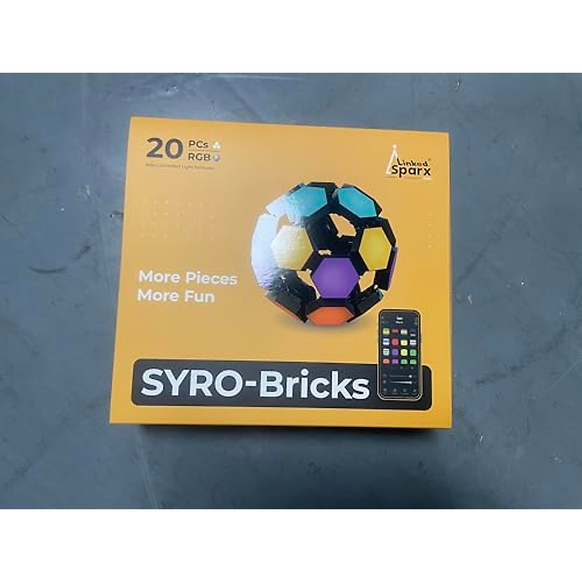 LinkedSparx Syro-Bricks 3D Hexagon Lights, Smart App Control RGB Hexagon LED Lights for Wall or Desktop with Music Sync for Gaming Room Streaming Decor (20Pack)