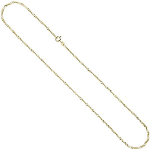 PORI JEWELERS 18K Gold 1.8MM Singapore Chain Necklace- Available in Yellow, White or Rose -14"-30" (Yellow, 24)
