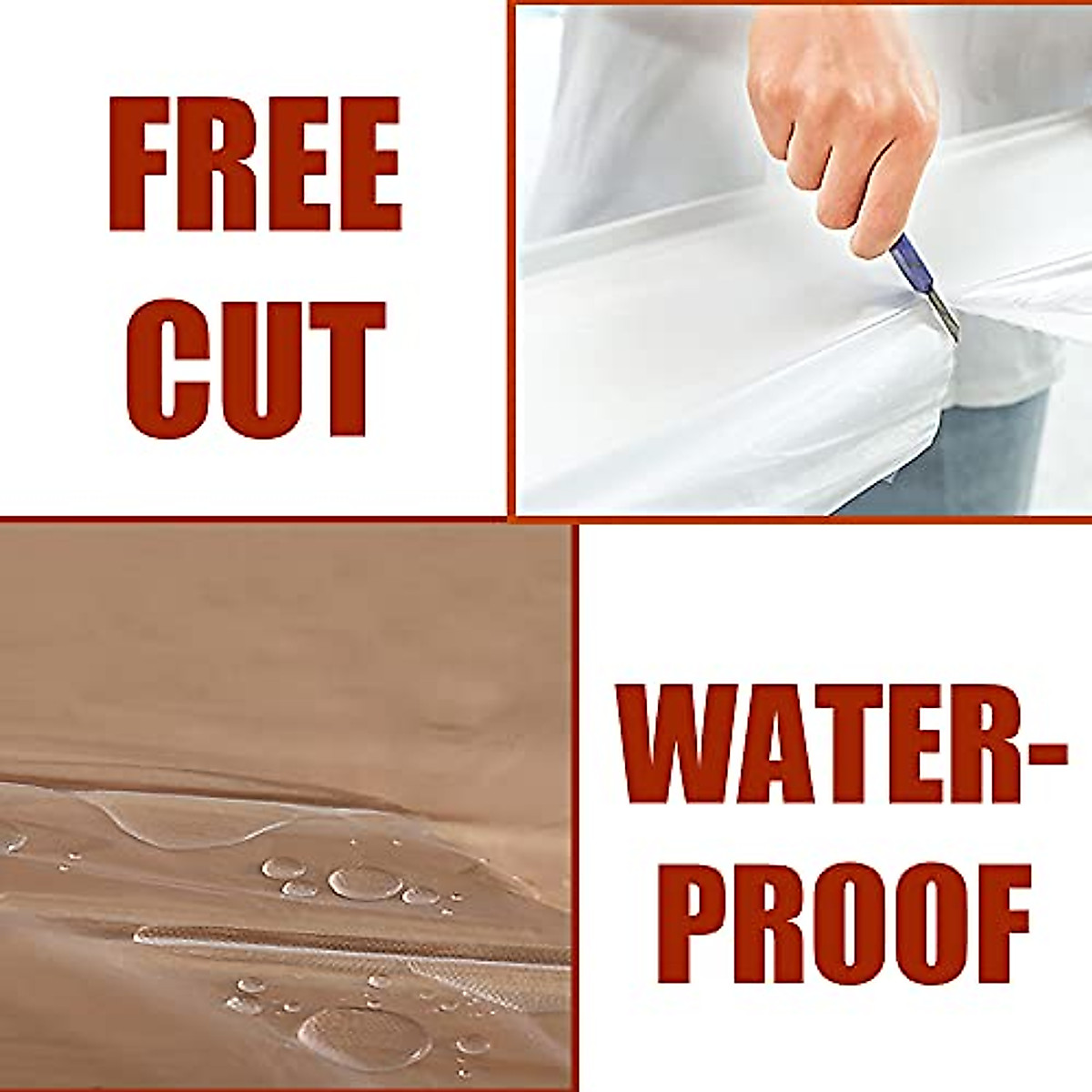 10 Pieces Plastic Drop Sheets for Painting, Waterproof and Dust-Proof Clear Cloth for Furniture Cover, 9x12 Feet Tarps