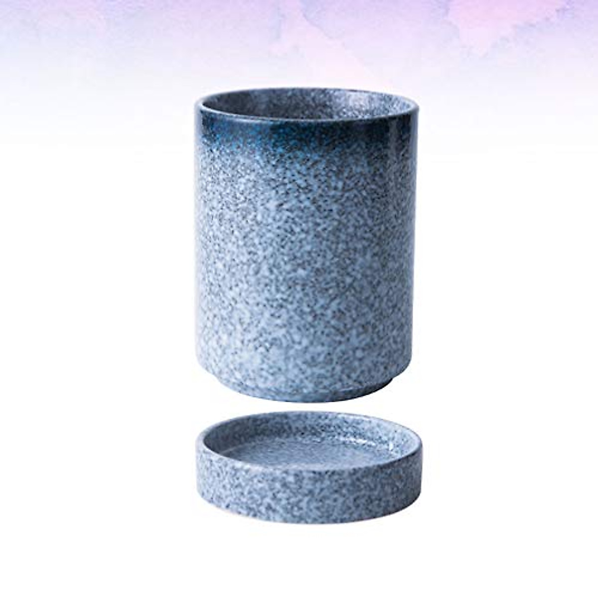 Organizer Box Silverware Ceramic Utensil Holder Shelf Rack Stand Countertop Kitchen Utensil Organizer Flatware Drying Basket for Forks Spoon Chopsticks Blue Utensils