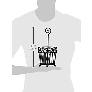 Spectrum Diversified Scroll Caddy Traditional Style Cutlery, Classic Dining Table Décor & Kitchen Organization, Silverware Holder with Handle, L x 5.25, W x 5.25, H x 11, Black