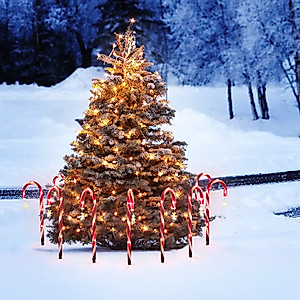 6Pack Christmas Candy Cane Lights Snowflake Outdoor Pathway Driveway Markers Decoration Red and White Xmas Home Decor Indoor Lawn Yard