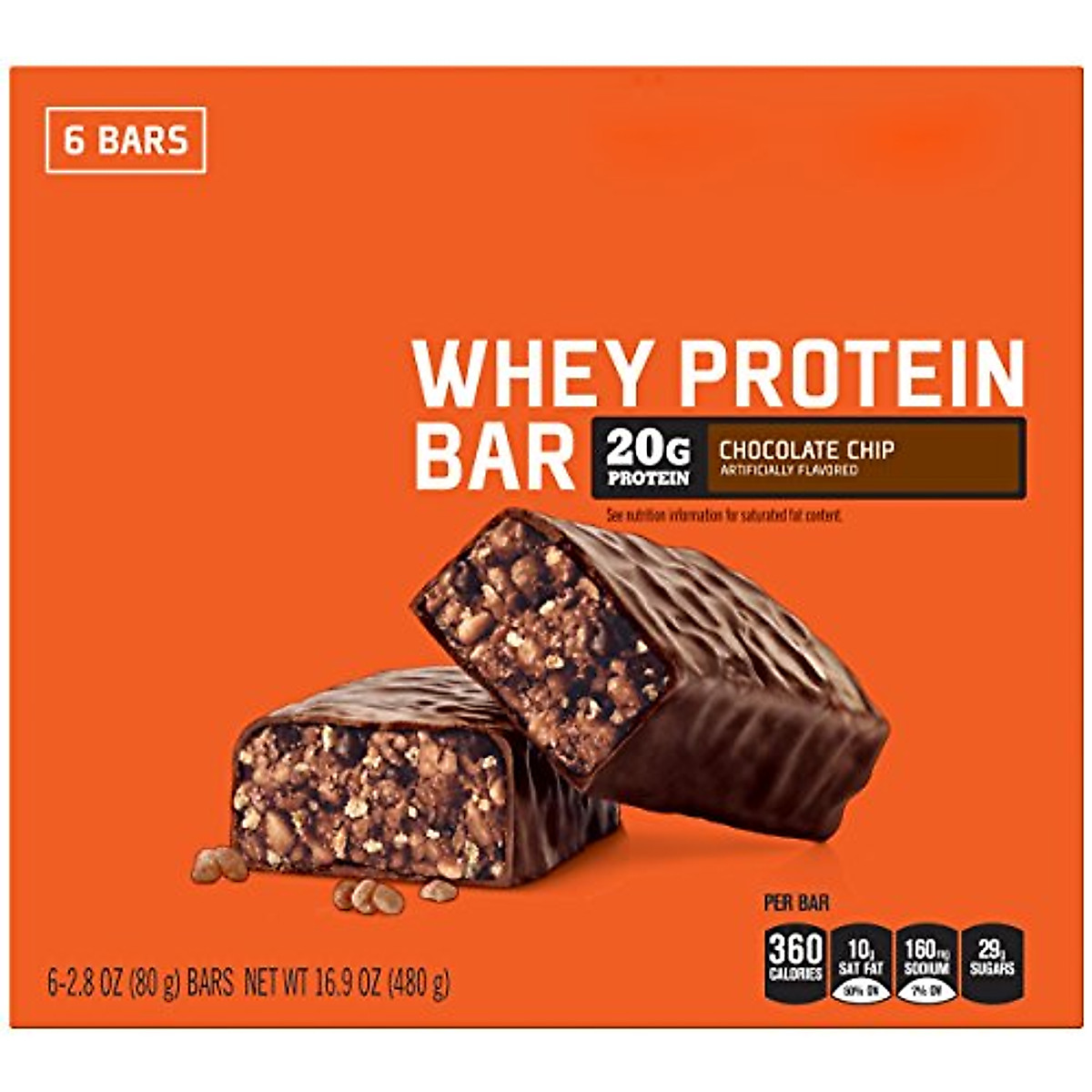 Gatorade Whey Protein Recover Bars, Chocolate Chip, 6 Count