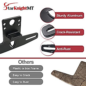 ATV UTV License Plate Holder with Light - StarknightMT Aluminum UTV License Plate Frame Compatible with Polaris RZR Ranger Sportsman Marverick X3 Renegade DS Trailer Truck RV Boat Golf Cart Snowmobile