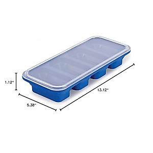 HIC Kitchen Prep-N-Freeze Portion Tray with Lid, Collapsible LFGB Silicone, 6-Ounce Sections