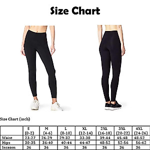 Women Cotton Spandex High Waist Fold Over Ankle Soft Pants Premium Slim Yoga Leggings 36" Black