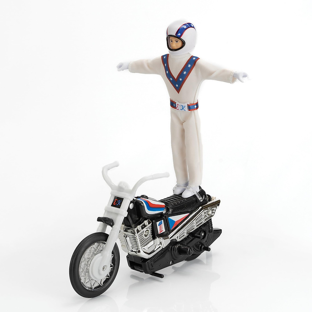 Evel Knievel Stunt Cycle - The Amazing Wind Up and Go Action Toy Launcher for Ultimate Jumps, Crashes, Flips and More - 8 Inch Bike Jumps Anywhere from 3 to 10 Feet - Original 1970's