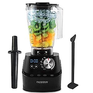 NUWAVE Infinity Moxie 64oz Blender – Professional Grade, Self-Cleaning - 6 presets & 10 Speed Settings for Shakes, Smoothies, Nut Butters, Crushed Ice & More – Comes w/Plunger & Scraper