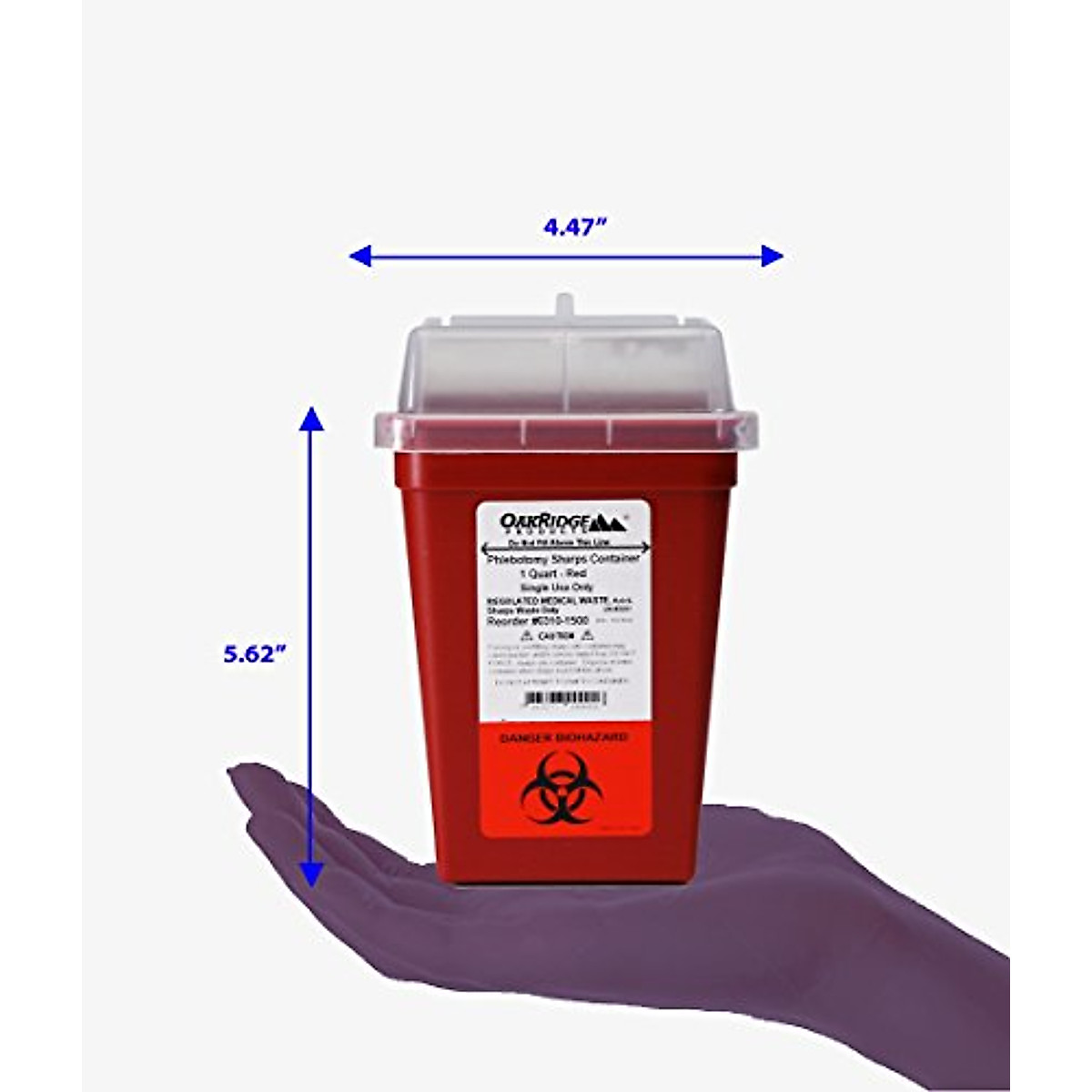 OakRidge Products 1 Quart Size Sharps and Biohazard Disposal Container,