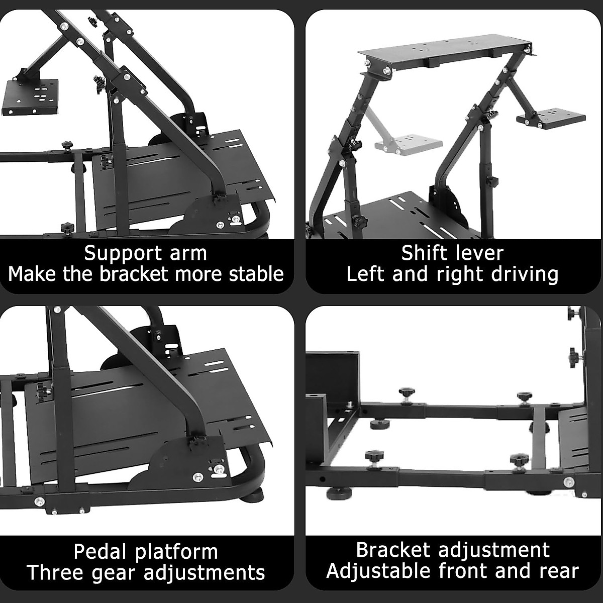 Minneer Immersion Racing Simulator Cockpit/with Black Seat/Fit for Thrustmaster,FANTEC,logitech G25,G29,G92,G923 /Height Adjustable Gaming Steering Wheel Stand/Wheel&Pedals Not Included