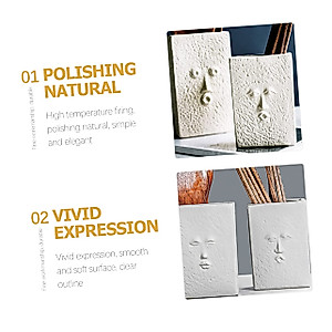 Levemolo 4pcs Face Chopstick Holder 1 Gallon Glass Jar with Lid Silverware Pickle Jar with Strainer Flip Cutlery Flatware Holder Ceramic Utensil Container Ceramics Spoon Rest White