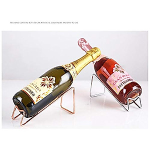 CdyBox Creative Metal Red Wine Rack Single Wine Bottle Holder Rack Display for Home Living Room Wine Rack (Rose-Gold)