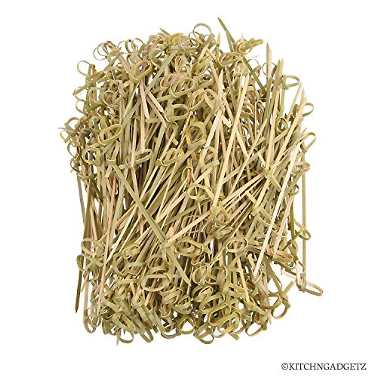 Bamboo Cocktail Picks - 300 Pack - 4.1 inch - With Looped Knot - Great for Cocktail Party or Barbeque Snacks, Club Sandwiches, etc. - Natural Bamboo - Keeps Ingredients Pinned Together - Stylish