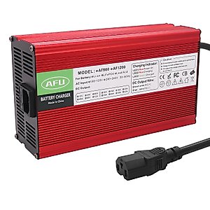 87.6V 10A LiFePO4 Smart Charger Red Aluminum Case with Cooling Fan for 24S 72V LiFePO4 Battery Charger DC C13 N+L- Plug