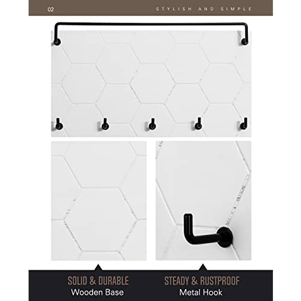 Emibele Sunglass Organizer Wall Key Holder, Decorative Wood Wall Jewelry Organizer Glasses and Sunglass Holder Display with 5 Hooks Key Rack Hanging Eyeglass Storage for Entryway Living Room, White