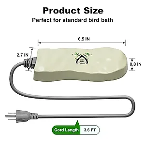 GESAIL Bird Bath Heater, Built in Thermostat Safety Durable 50W Bird Bath Heaters for Outdoors in Winter with Auto Shut Off Function for Garden Outdoor Yard Patio Birdbath