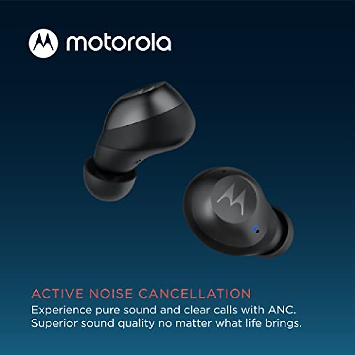 Motorola Moto Buds 270 ANC - True Wireless Bluetooth Earbuds with Microphone and Active Noise Cancellation - IPX5 Water Resistant, Touch Control, Comfort Fit - Includes Micro Charging Case - Black