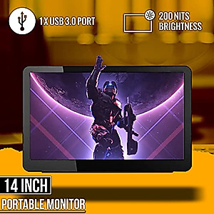 13.3 Inch Laptop HD Screen, Intel Core i3 5th Gen, 8GB DDR3 RAM, 256GB SSD, MTG Portable Monitor, Webcam, Wi-Fi, Bluetooth, Win 10 Pro (Renewed)