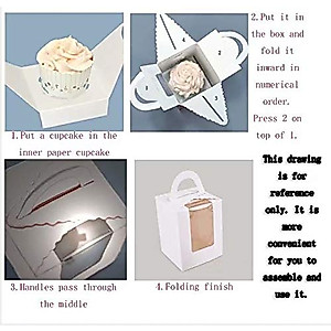 25 Pack Portable Cupcake Boxes Containers With PVC Window Candy Box