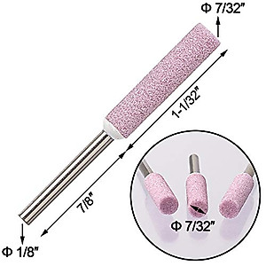 OIIKI 8 Pack Burr Grinding Stone File, Chainsaw Sharpener 7/32Inch 5.5mm (Pink)