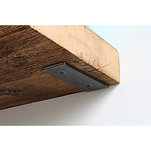 Urban Legacy Reclaimed Barn Wood Shelves | Amish Handcrafted in Lancaster, PA Rustic, Floating, Industrial, Brackets [ High Weight Capacity Set of 2 (Natural Low Profile Bracket, 36" x 11.5" x 3")