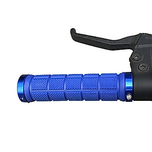 PLATT Bike Handlebar Grips Rubber Comfortable Bicycle Handle Grip for MTB/BMX with Plastic End Caps,Blue