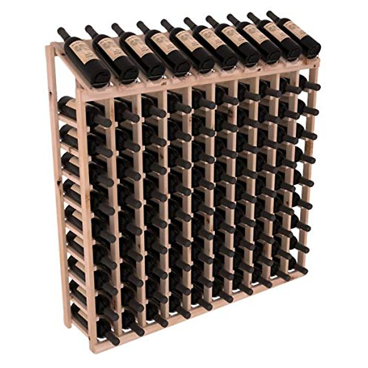 Wine Racks America® InstaCellar Display Top Wine Rack - Durable and Expandable Wine Storage System, Knotty Alder Unstained - Holds 100 Bottles