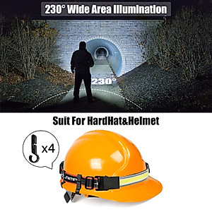 Spriak LED Rechargeable Headlamp, 1000lumens 230° Widebeam Headlight, USB Rechargeable Head Lamp with Red Taillight, Lightweight Waterproof Headlamps for Camping Running Hiking, Hard Hat Headlamp