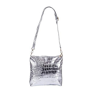 Women Stylish 3 Piece Bag Set,BBDI Alligator Pattern Lash Package PU Leather Shoulder Tote Purse Bag - Silver