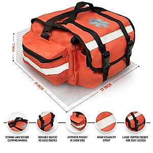 SURGICAL ONLINE First Responder EMT Backboard Spine Board Stretcher Immobilization with Head Bed and Spider Straps - Gift EMT Trauma Bag … (Orange)