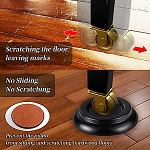 Piano Caster Cups Leg Floor Protectors WOGOD Upright Piano Caster Cups Felt Bottom Leg Pads for Wood Floor Furniture …