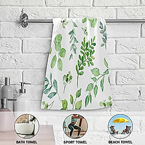 Green Leaves Hand Towels 2 Pcs Tropical Plant Soft Absorbent Face Towel Multipurpose for Hotel Gym Guest Home Decorative