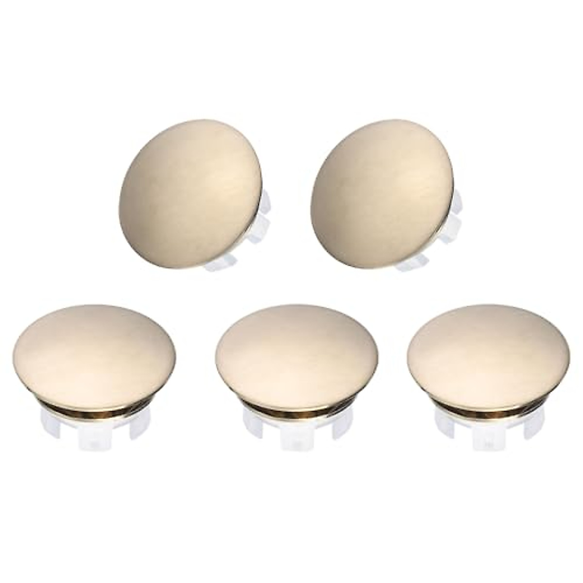 uxcell 5pcs Sink Overflow Rings, Bathroom Kitchen Basin Trim Bath Sink Hole Round Head Double Layer Brass Overflow Drain Cover Insert in Hole (Gold Tone, White)
