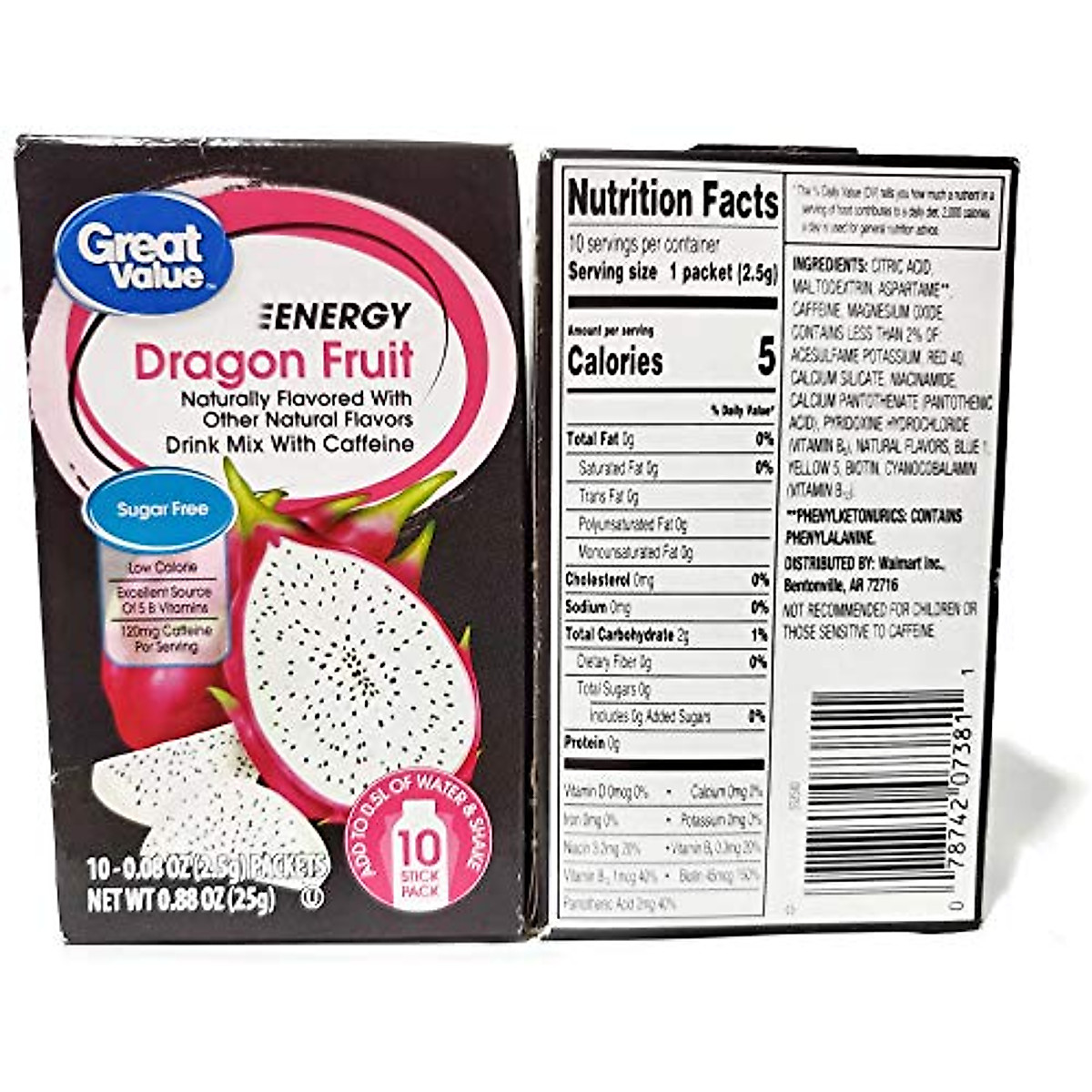 Great Value Energy Drink Mix Variety Bundle, 0.88-1.13 oz box with 10 Drink Packets (Pack of 4) includes 1-Box Blueberry Acai + 1-Box Wild Strawberry + 1-Box Dragon Fruit + 1-Box Pomegranate Lemonade