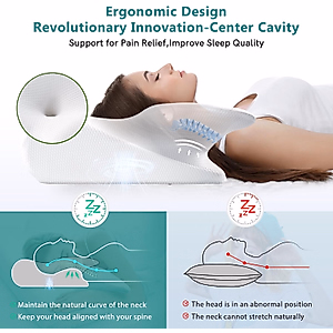 TailsUp Cervical Neck Pillow Neck Pain Relief, Adjustable Ergonomic Memory Foam Pillow for Neck and Shoulder Pain Relief, Bed Contour Support Pillows for Side Sleepers, Back & Stomach Sleepers
