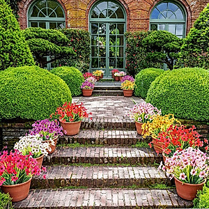 10 Bundles Artificial Flowers Outdoor UV Resistant Plastic Plant Silk Flower, Faux Fake Flower Greenery Shrub Plant Indoor Outdoor Hanging Planter Home Garden Porch Window Box Decor (Yellow)