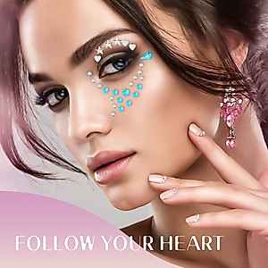 Zoestar Crystal Eye Jewels Sparkly Rhinestone Eye Makeup Jewelry Festival Rave Stickers for Women (Style 1)