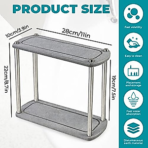 Sekonow 2 Tier Sink Caddy, Bathroom Instant Dry Sink Organizer, Diatomaceous Earth Fast Drying Stone Sink Tray, Kitchen Sink Organizer Soap Sponge Holder