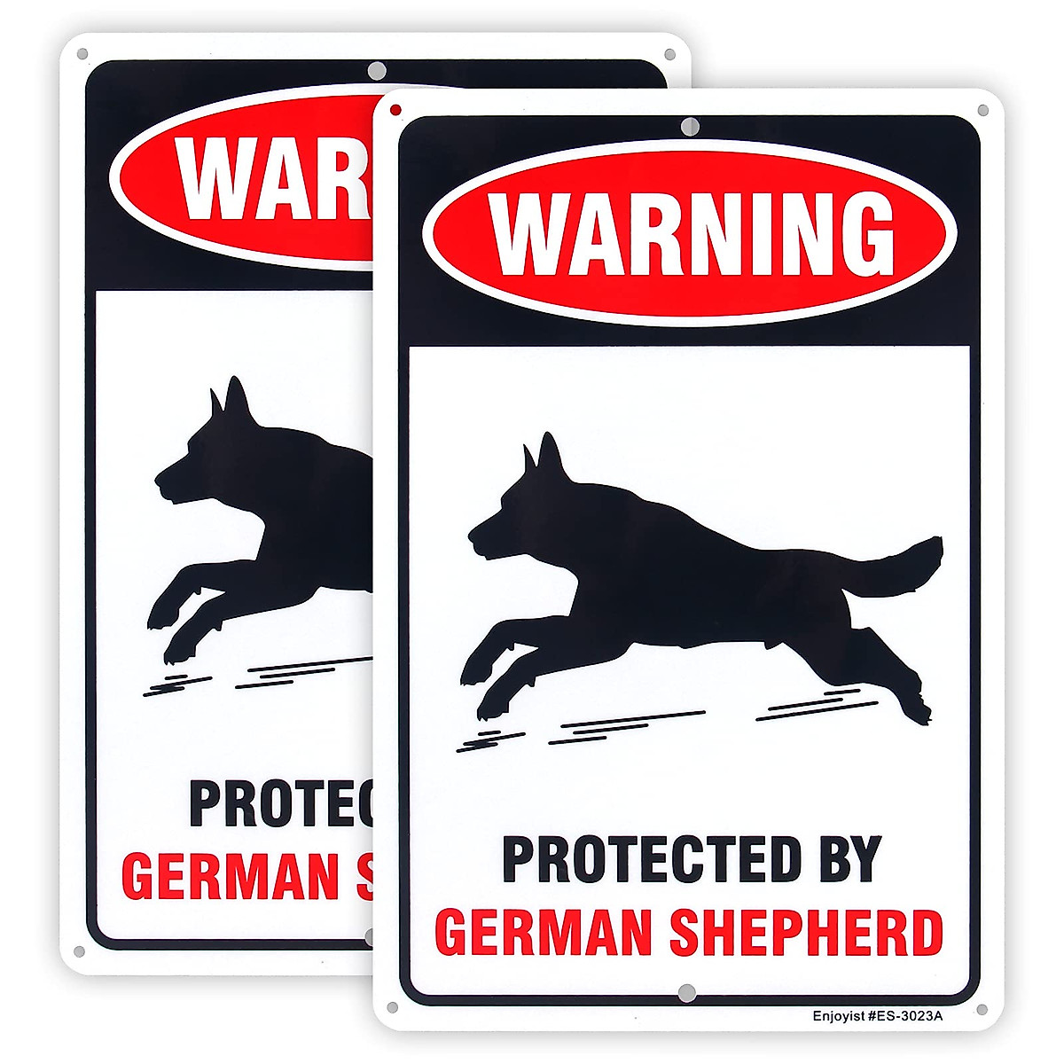 2-Pack Protected by German Shepherd Sign，Beware of Dog Sign, 12"x 8" .04" Aluminum Reflective Sign Rust Free Aluminum-UV Protected and Weatherproof