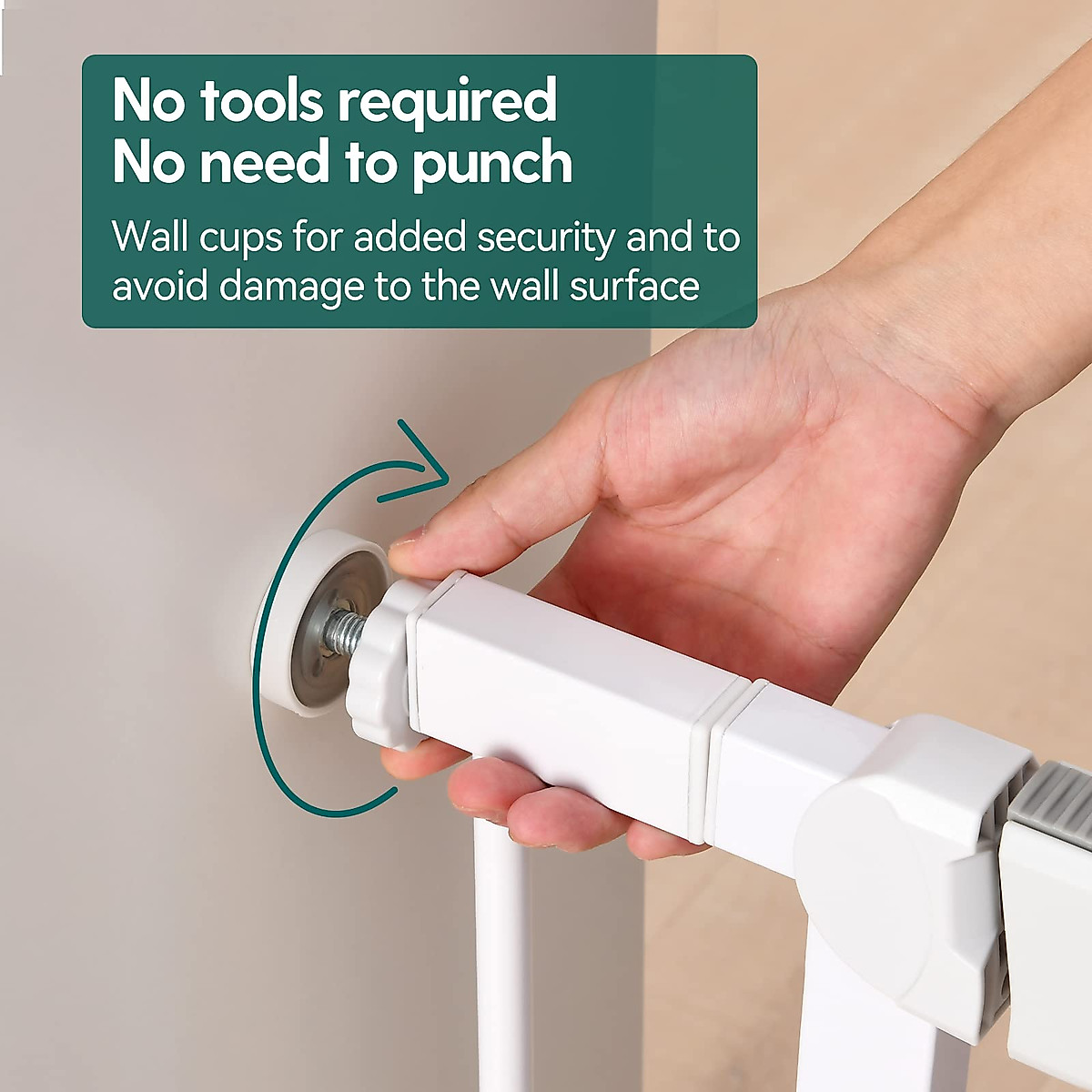 Babelio Baby Gate/Pet Gate for Stairs & Doorways, 29"-40" Dog Gate with Door, Pressure Mount, Auto Close w/Wall Protectors & 2 Extenders, 30" Tall