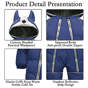 ALLAIBB Toddler Baby Boy Girl Winter Snowsuit Coat Thick Outwear Warm Hood Snow Suit Jumpsuit