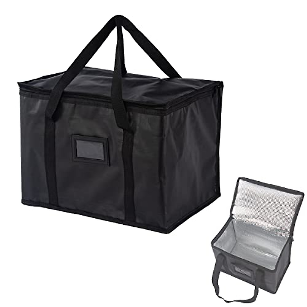 2 Pack XL-Large Insulated Grocery shopping bags, Food Delivery Bag, Durable, Heavy Duty Picnic Cooler Bag, Collapsible, Sturdy Zipper, food transport hot and cold, Reusable and Sustainable