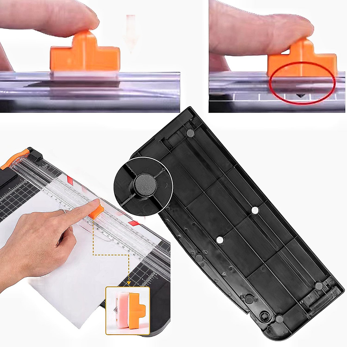 A4 Paper Cutter Paper Trimmer Portable Paper Slicer, 12 Inch Titanium Scrapbooking Tool with 3pcs Replacement Blades with Safeguard Side Ruler for Craft Paper, Coupon, Label and Cardstock