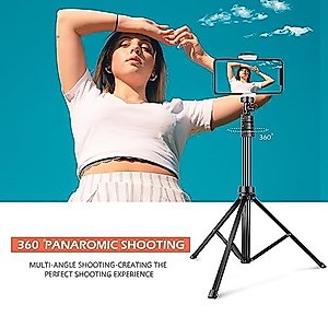Aureday 67'' Cell Phone Tripod Stand with Remote Control - Versatile Selfie Stick Tripod for Live Streaming, Vlogging, and More - Compatible with iPhone, Android, GoPro, Cameras