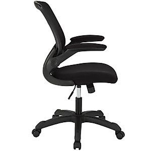 Modway Veer Office Chair with Mesh Back and Vinyl Seat With Flip-Up Arms in Black