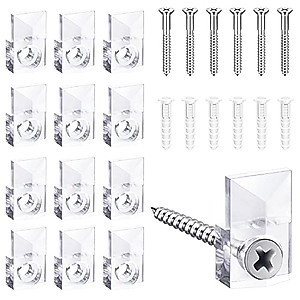 BAGTeck 22 Sets of Mirror Holder Clips Kit，Crystal Clear Plastic Mirror Clip, Mirror Holder Clips Glass Retainer Clips Kit，Mirror Hanging kit with Screws and Fixed Mirror Box Door
