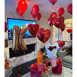 4 Pcs Huge Gradient Pink Heart Balloons 40 Inch Heart Shaped Balloons for Valentines Day Decorations Bridal Shower Wedding Party Decorations (Red,Pink)